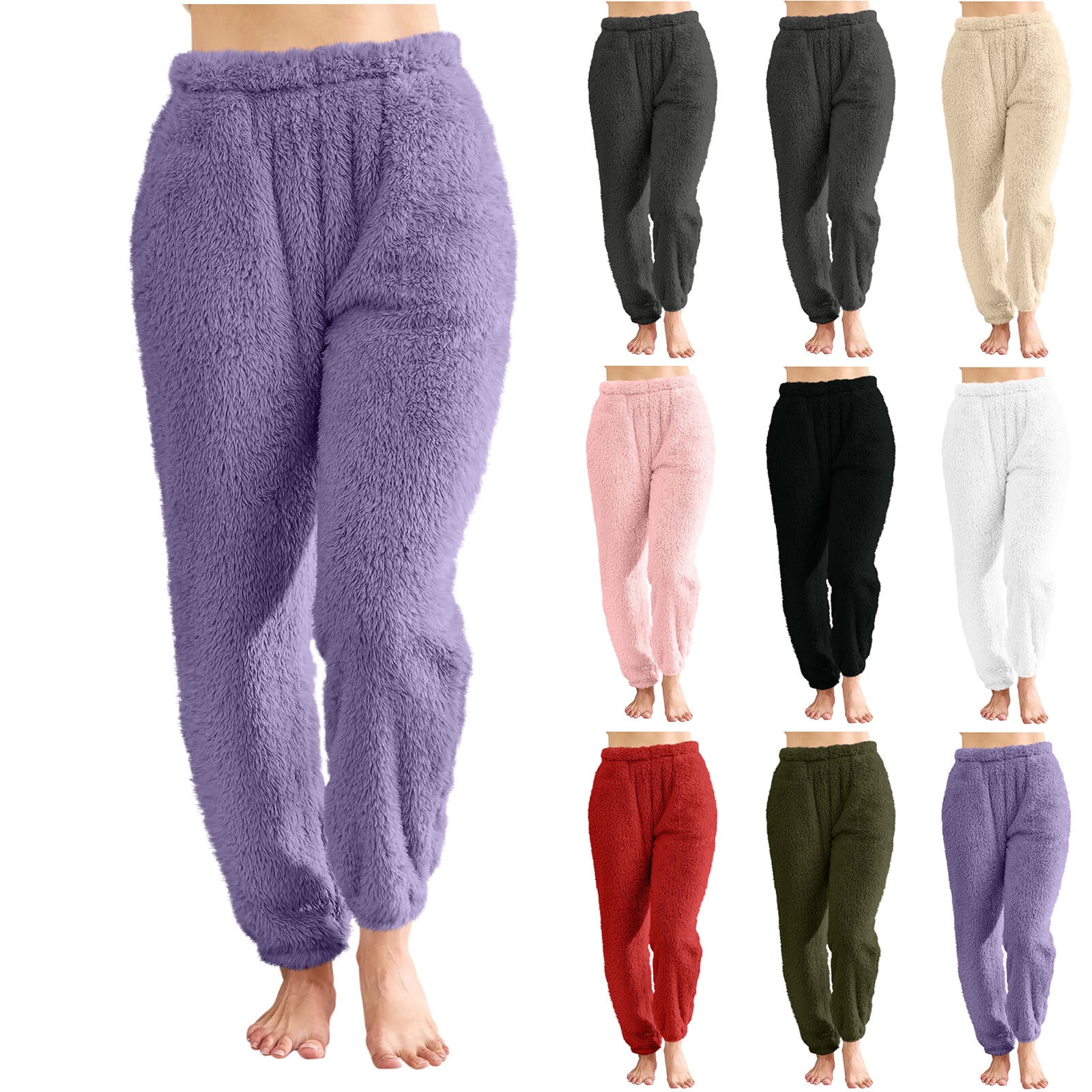 aidice Fleece Pants for Women Fuzzy Pajamas Winter Clothes Homewear ...