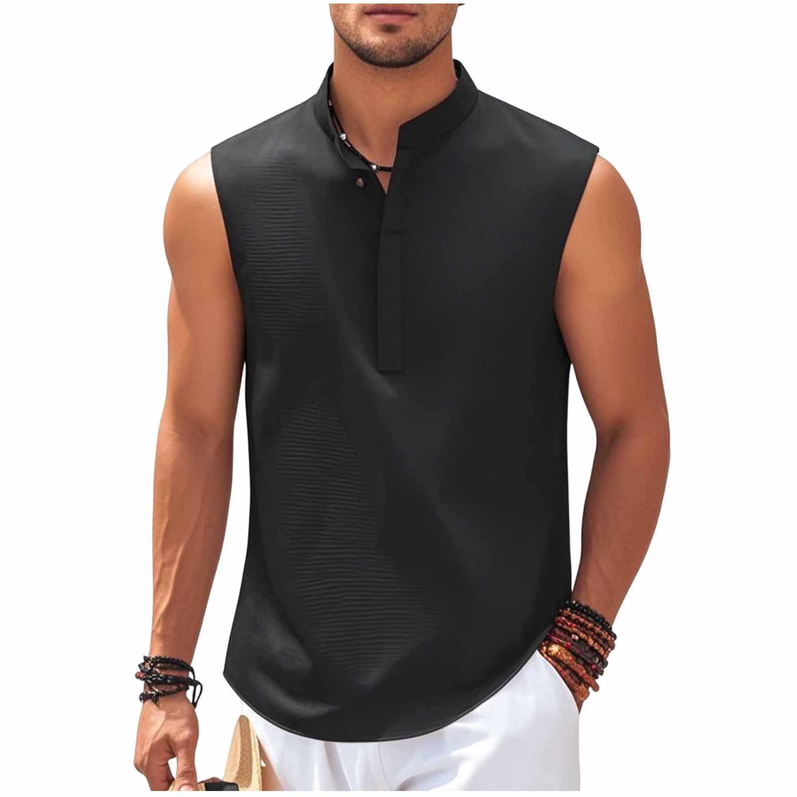 aidice Henley Tanks for Men Summer Sleeveless Relaxed Fitting Casual ...