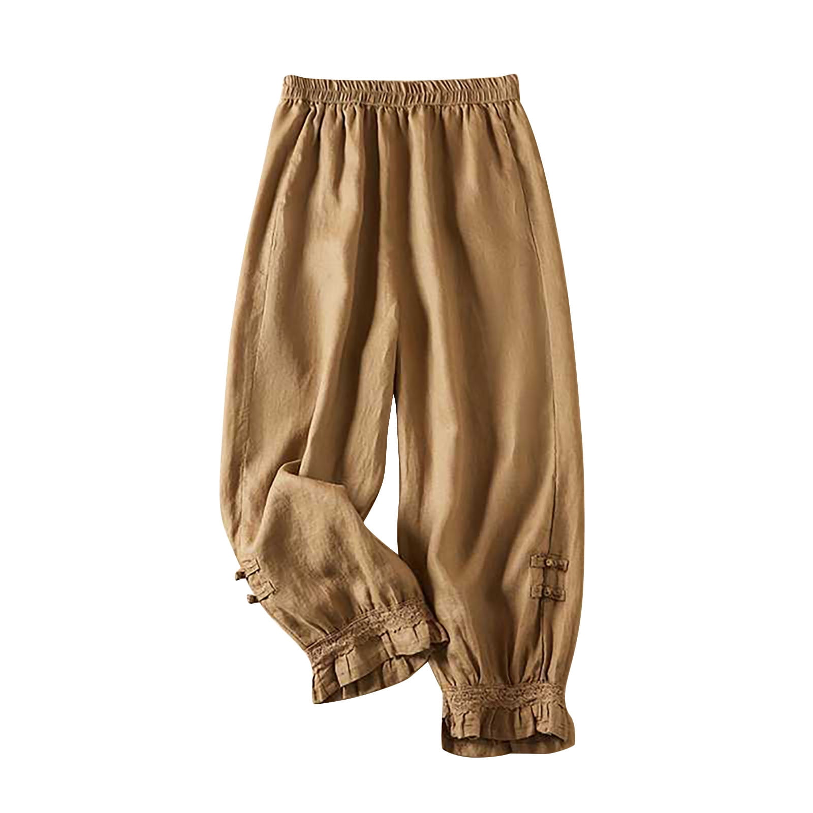 aidice Pants for Women Cotton Linen Loose Casual Lightweight Cropped ...