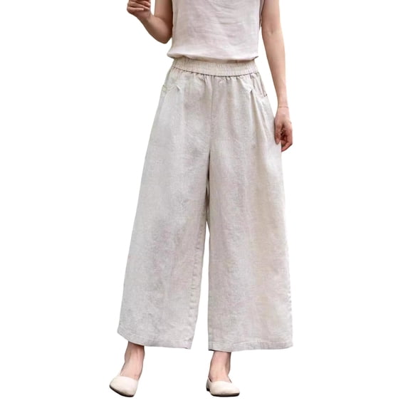 aidice Plus Size Pants for Women Wide Leg Elastic Waist Baggy Pants ...