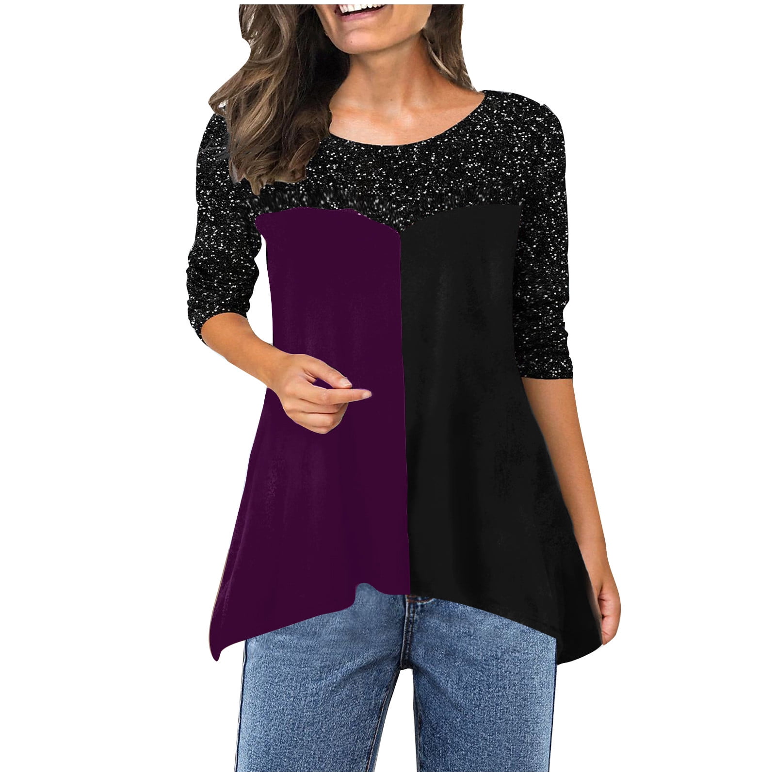 aidice Plus Size Tops for Women Casual Long Sleeve Fitting Comfy ...