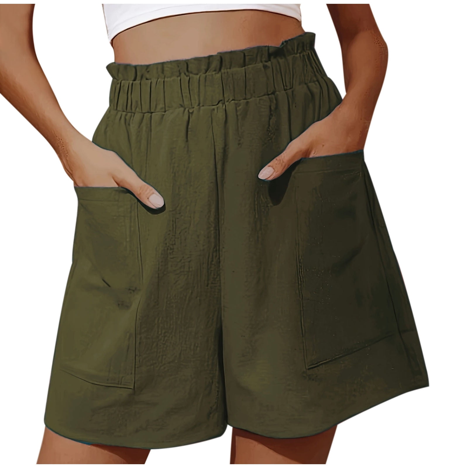 aidice Womens Summer Shorts Plus Size High Waisted Loose Fitting Shorts ...