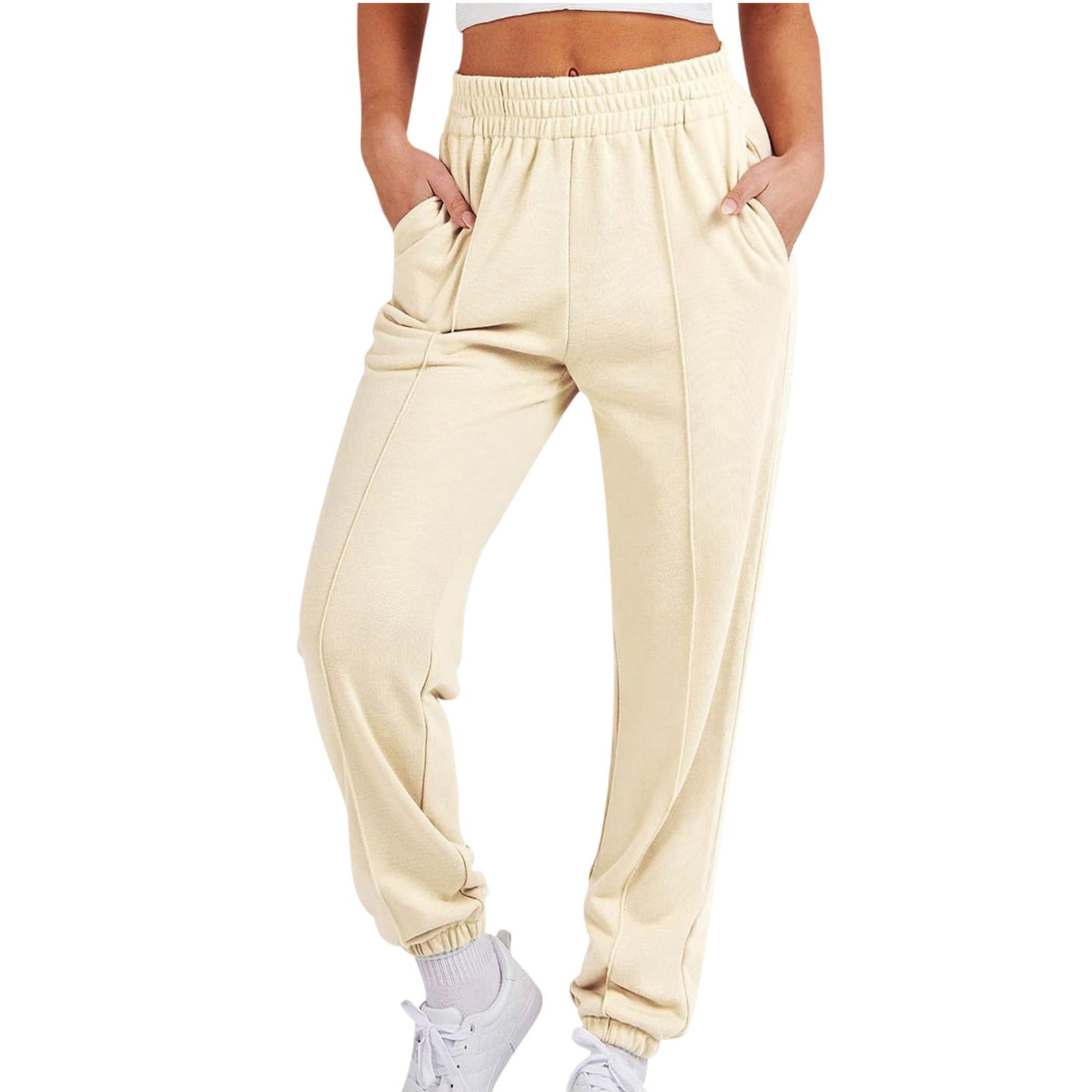 aidice Workout Sweatpants for Women Athletic Elastic Waisted Ruched ...