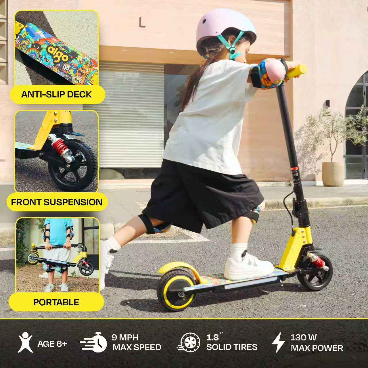 Aigo HappyRoll Kids Electric Scooter E3，Dual, Solid tires，toddler ...