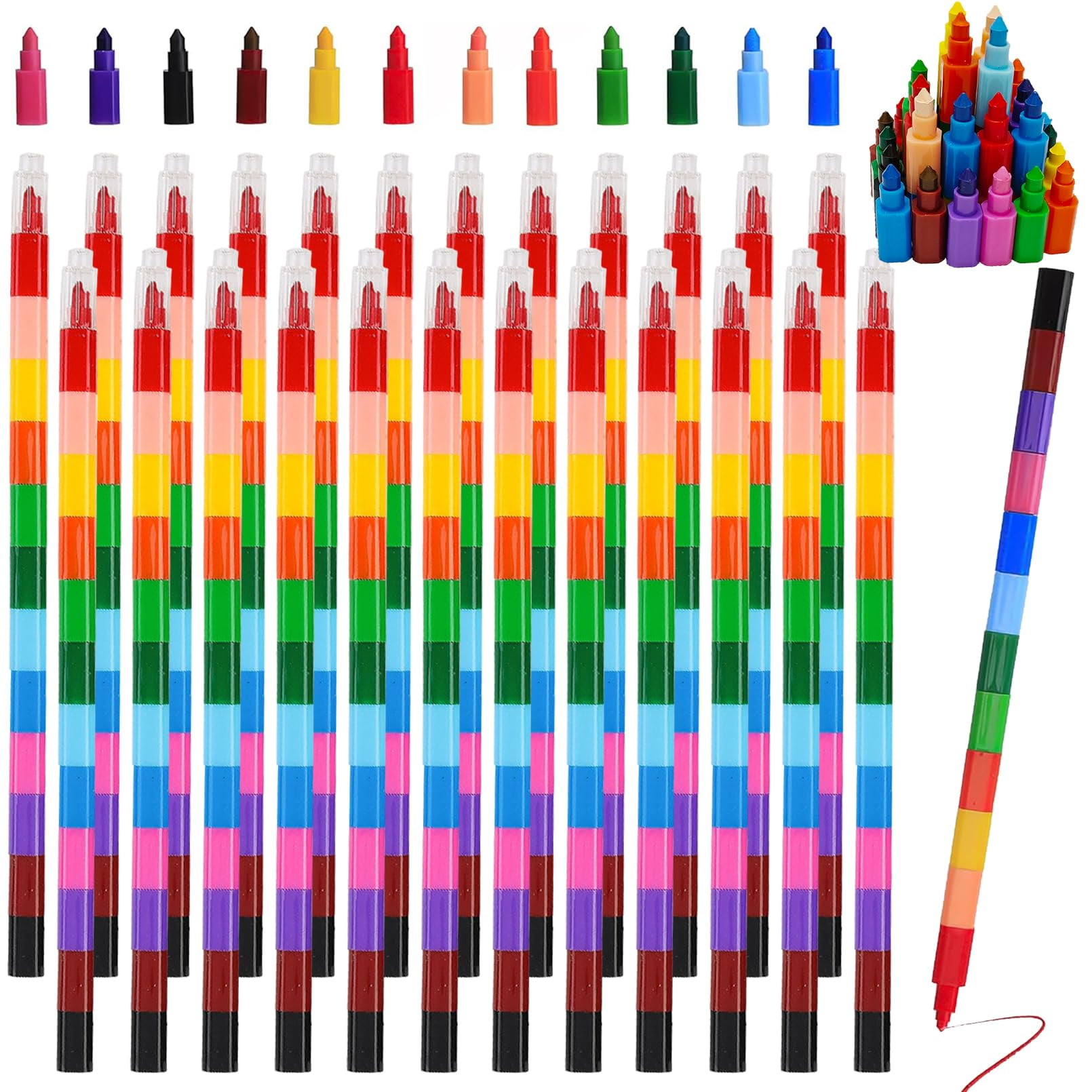 ailixinda 24 Pieces Stacking Crayons Buildable BSL1 Crayons,DIY Rainbow ...