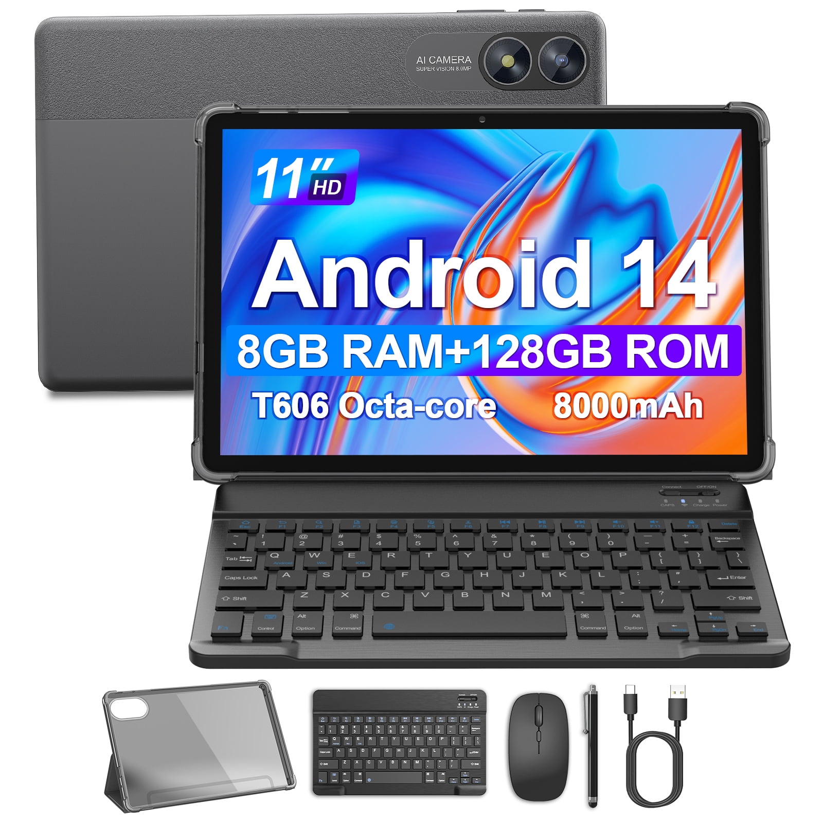 Tablet 11 inch, Android 14 Tablets, 8GB RAM 128GB ROM 1TB Expand ...