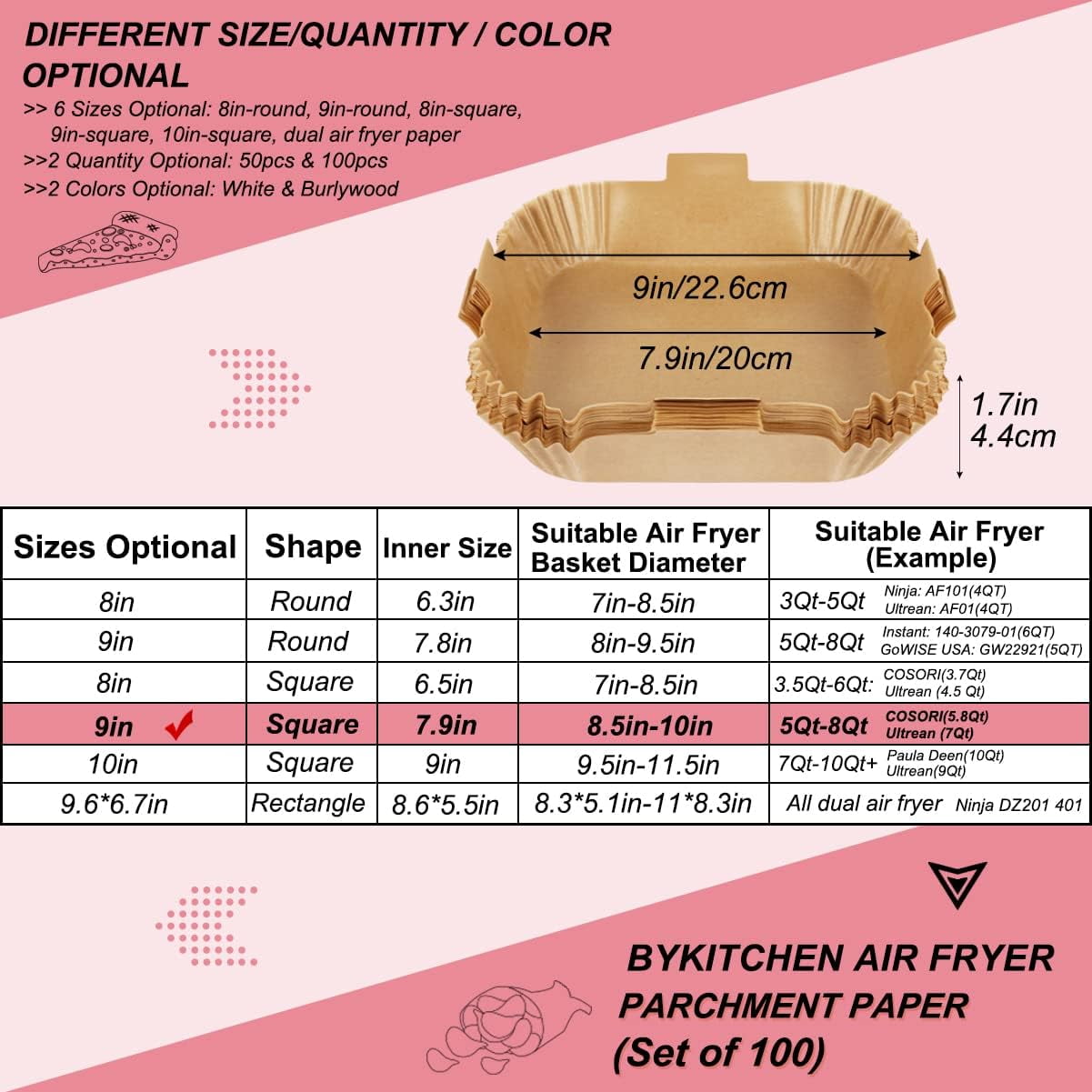 air fryer disposable paper liners for ninja dual airfryer, 100pcs ...