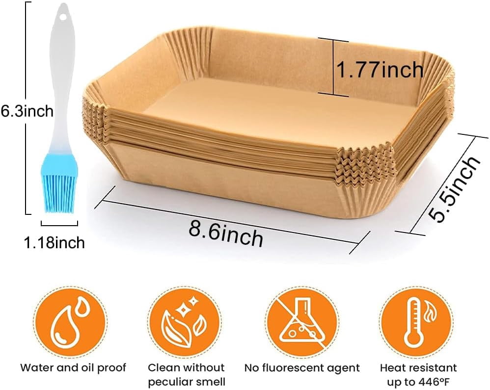 air fryer liners, 100pcs disposable rectangle air fryer parchment paper ...