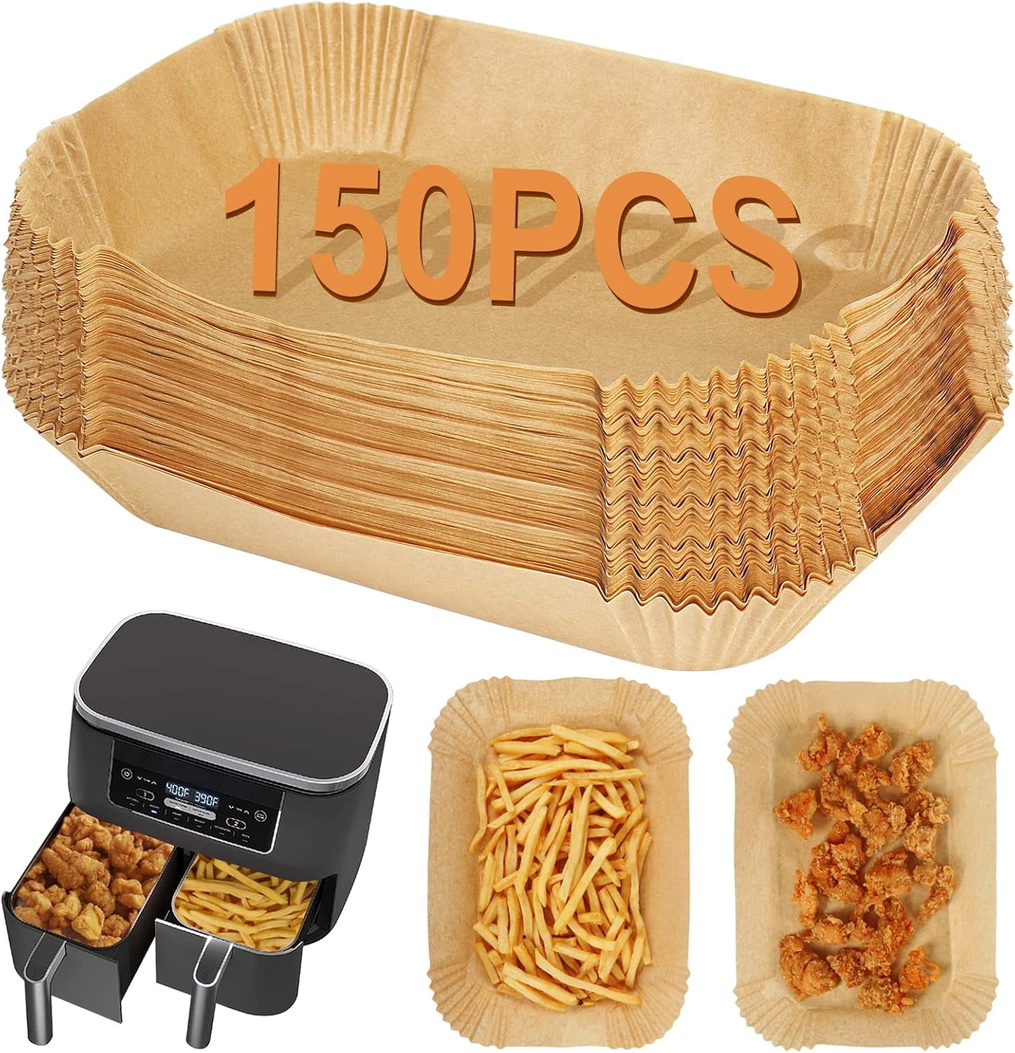 **air fryer liners for ninja dual air fryer, set of 150, rectangle ...