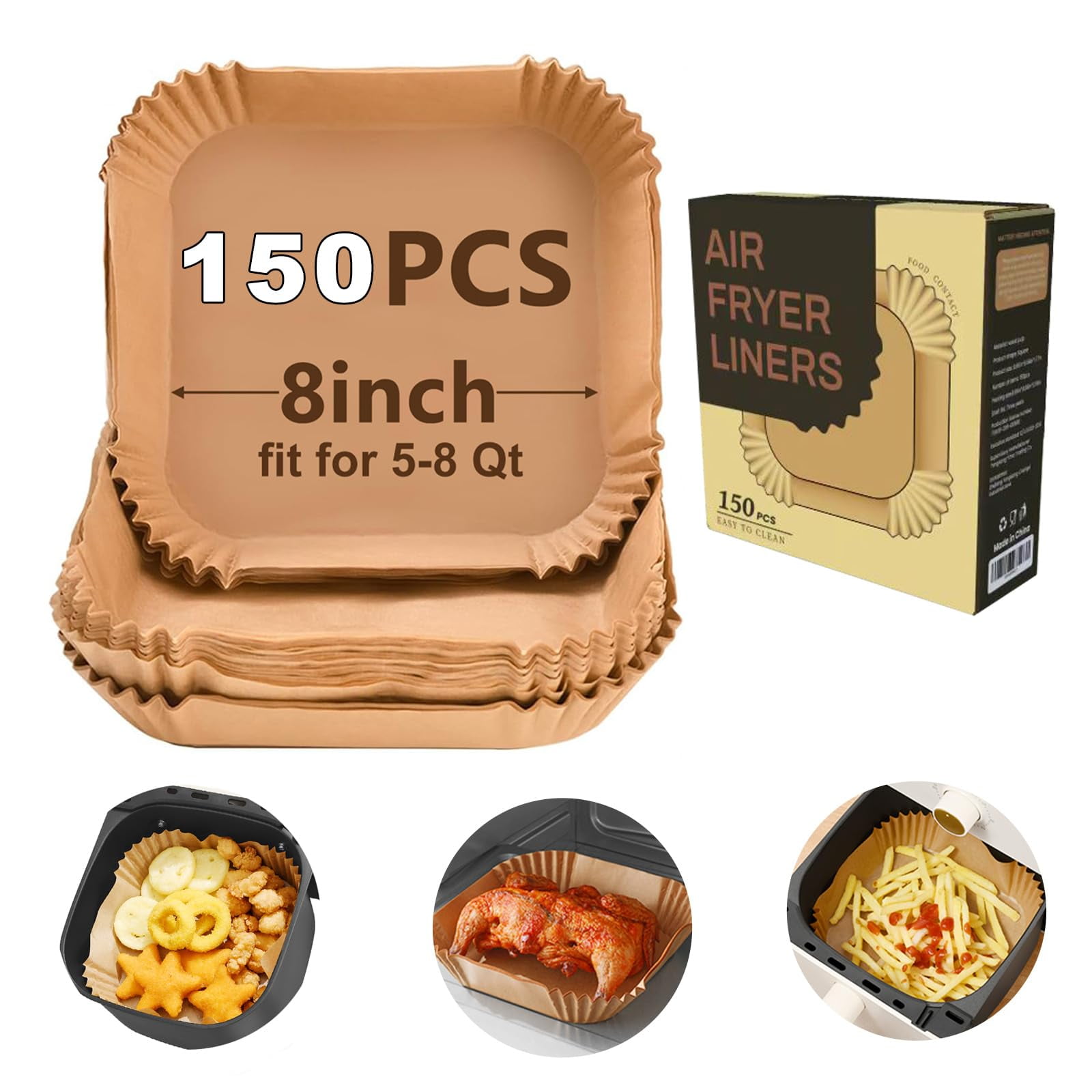 air fryer paper liners, 150pcs disposable airfryer liners parchment ...