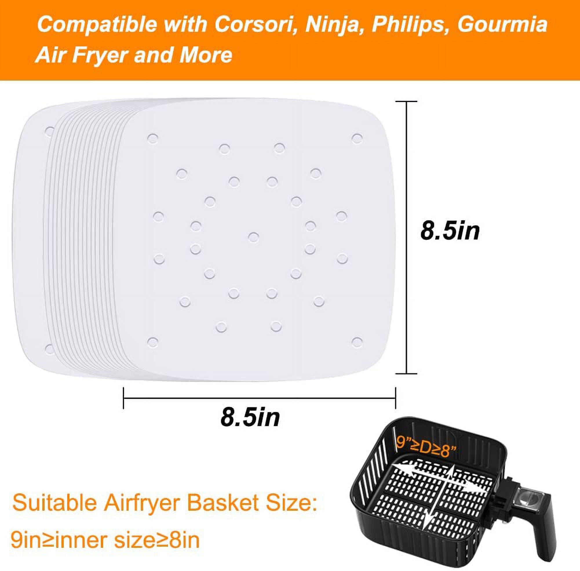 air fryer parchment paper, set of 200, 8.5 inch square airfryer liners ...