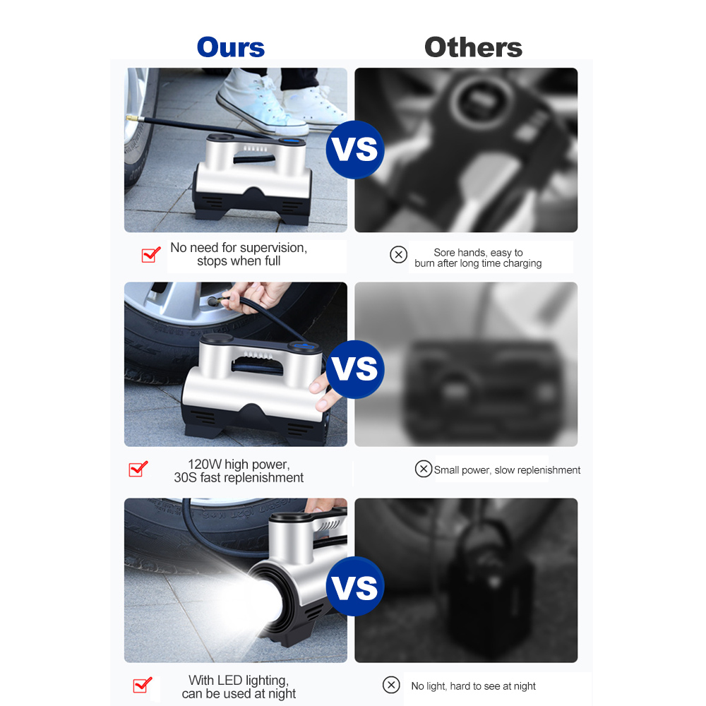 air pump,Air Pump Inflator Car Bike Air Car 3 Nozzle Air Pump Tire Ball ...