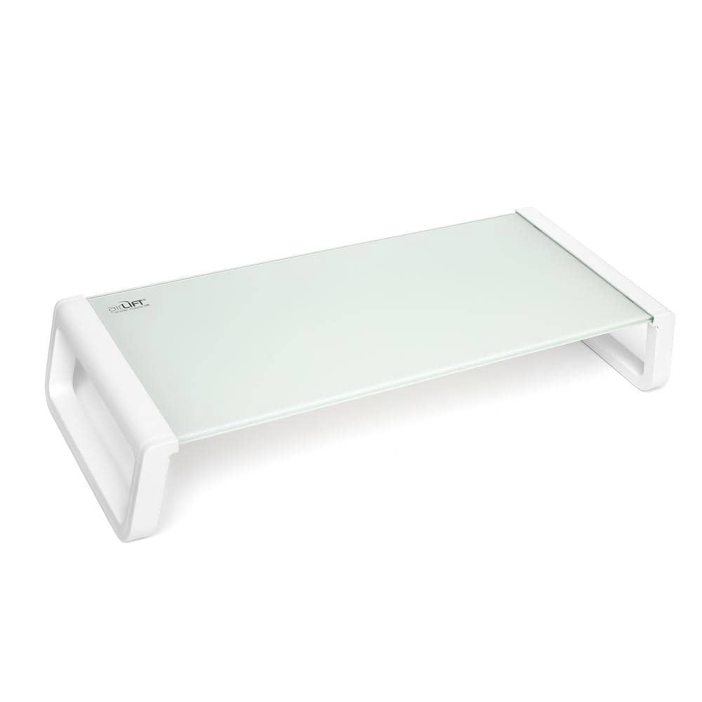 airLIFT 21 in. Tempered Glass Cloud White Elevated Desk Stand Ergonomic ...