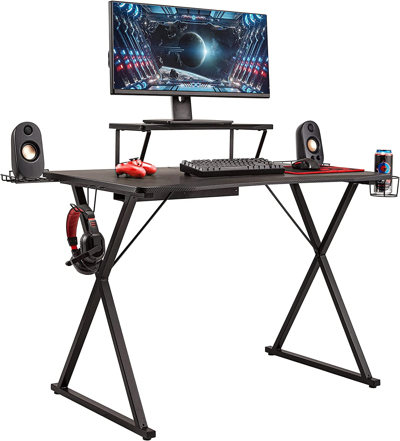 airLIFT Computer Writing Desk w/ Headset, Cup, Speaker Holders, Monitor ...