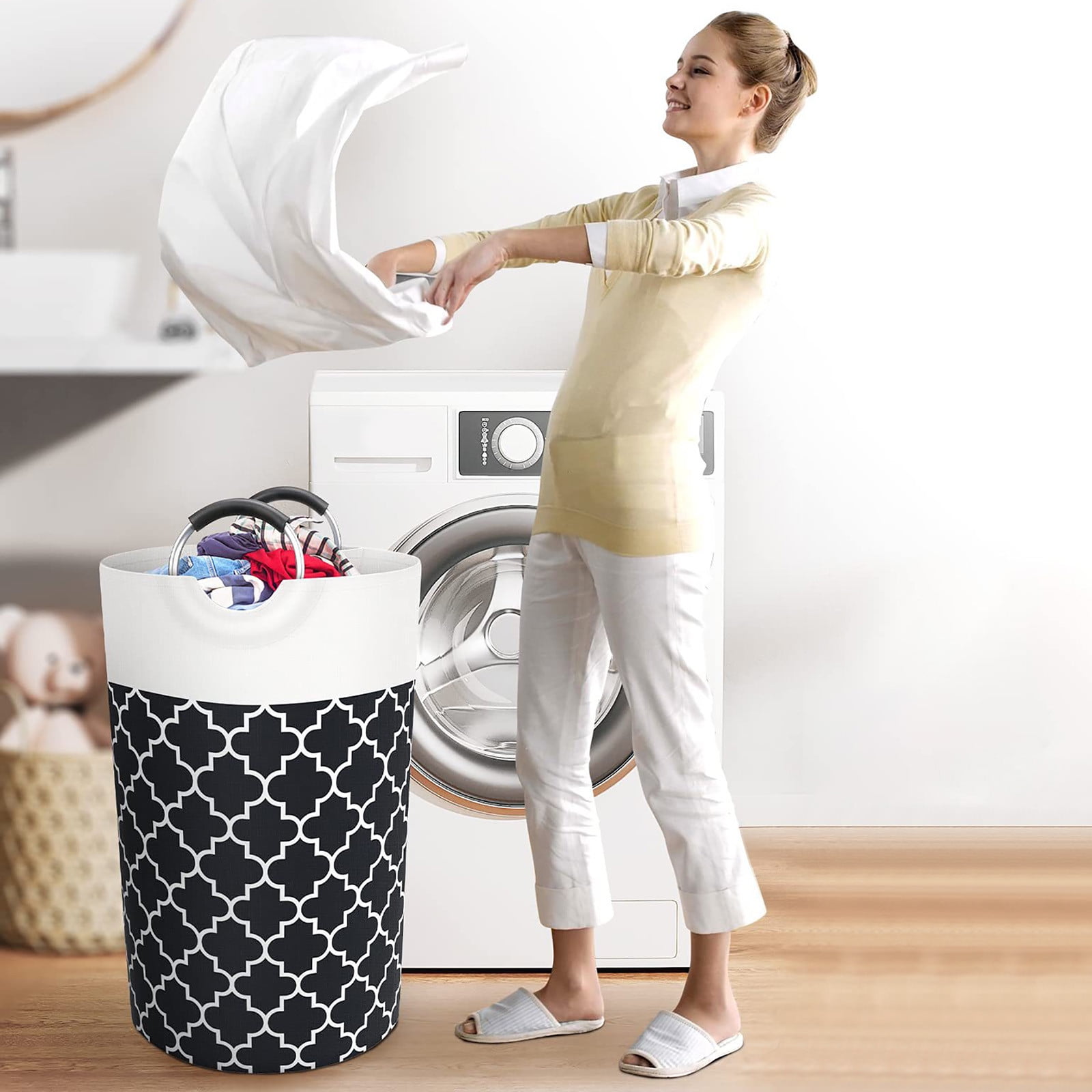 airpow Storage Box 82L Laundry Basket, Large Laundry Hamper With Long ...