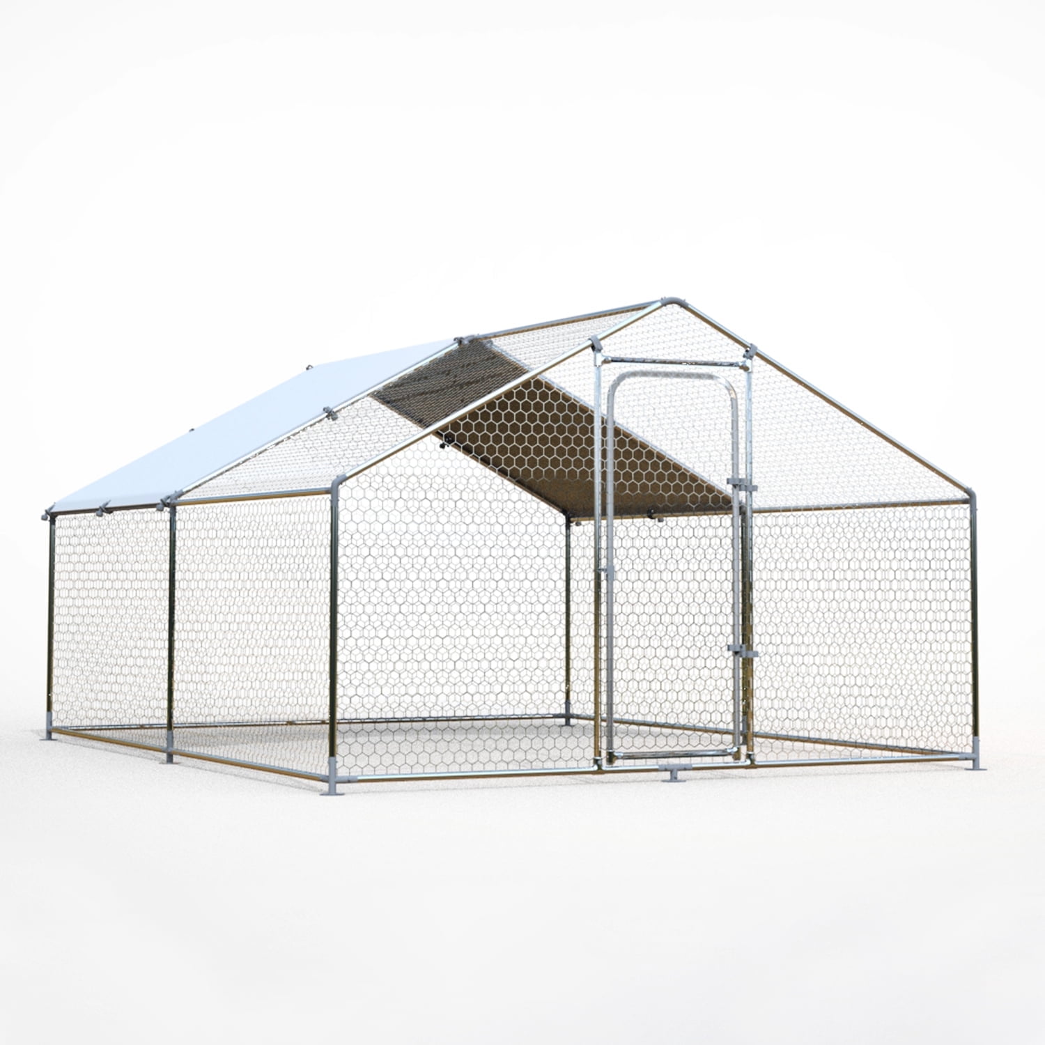 GeeLoon Large Metal Chicken Coop, Walk-in Poultry Cage with Waterproof ...