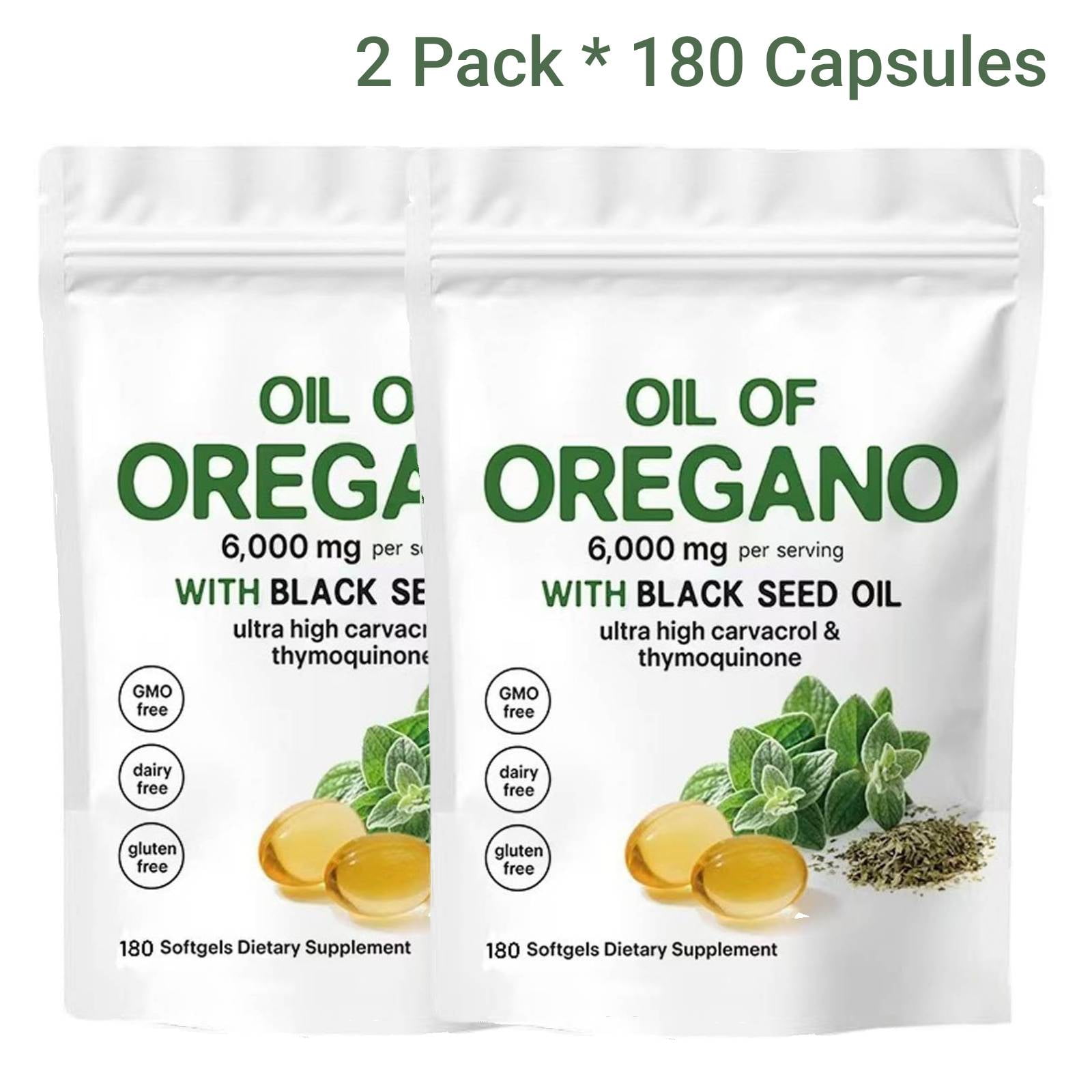 aizongk 2PCS Oregano_Oil_Capsules 180 Softgel_Oil_Of Oregano_With Black ...