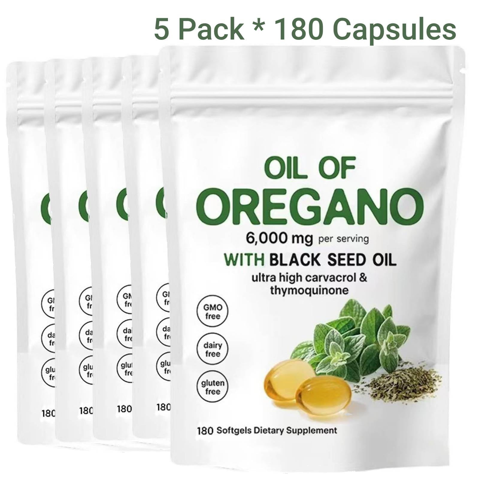 aizongk 5PCS Oregano_Oil_Capsules 180 Softgel_Oil_Of Oregano_With Black ...