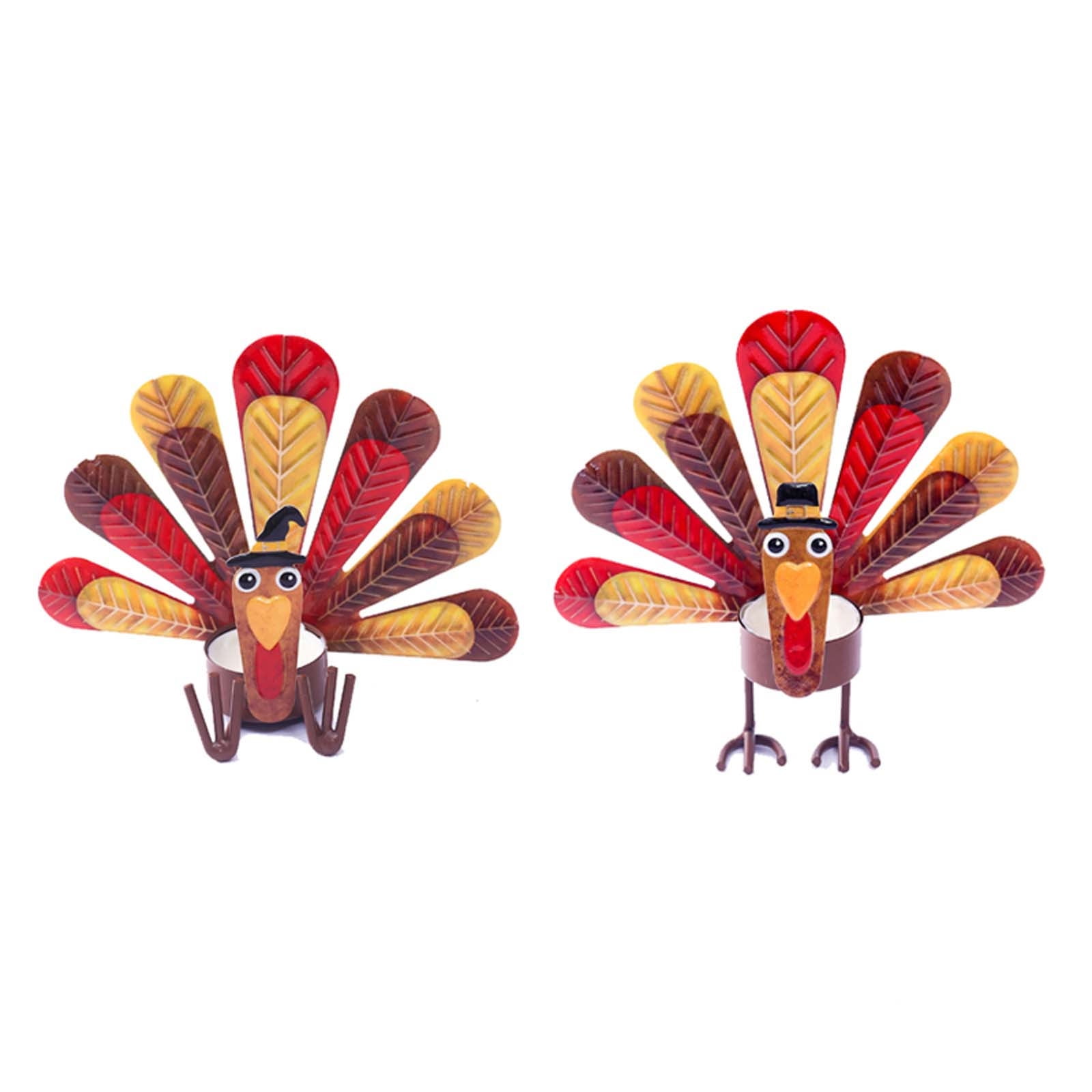 ajkijo Metal Turkey Candle Holders, Thanksgiving Decorative Standing ...