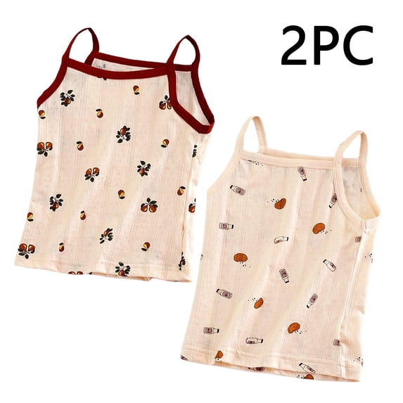 akafmk 2-Pack Girls Cute Tanks Tops Print Sleeveless Spaghetti Strap ...