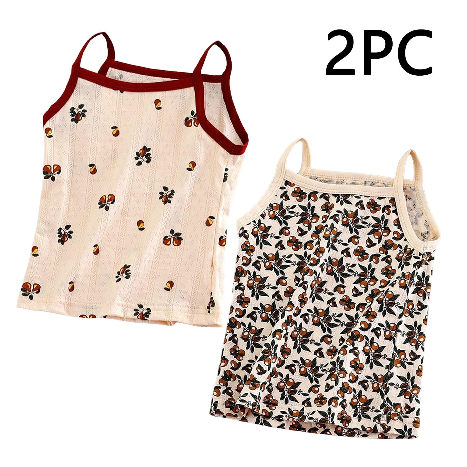 akafmk 2-Pack Girls Cute Tanks Tops Print Sleeveless Spaghetti Strap ...