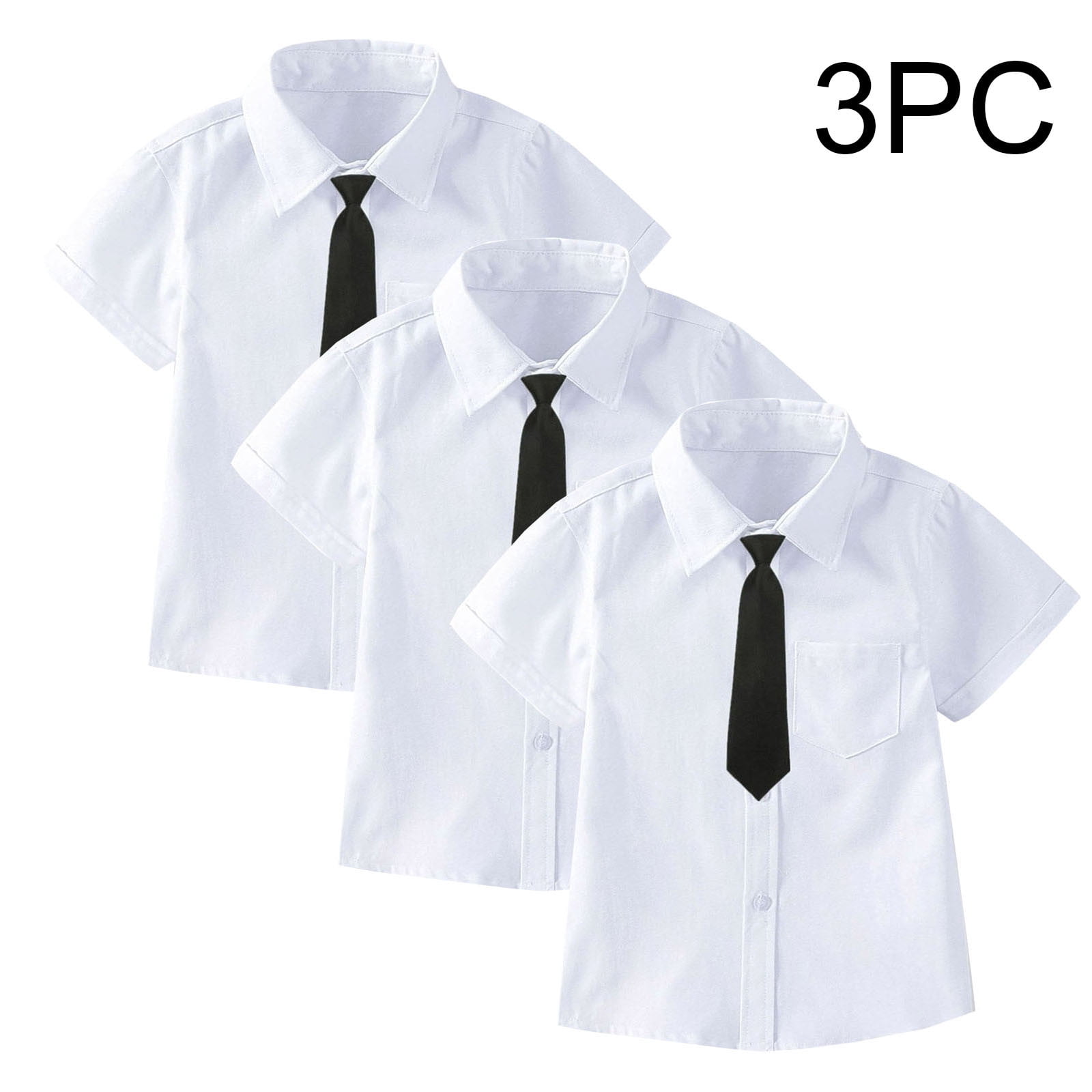 akafmk 3-Pack Kids Dress Shirts Boys Button Down Shirt Girls Short ...