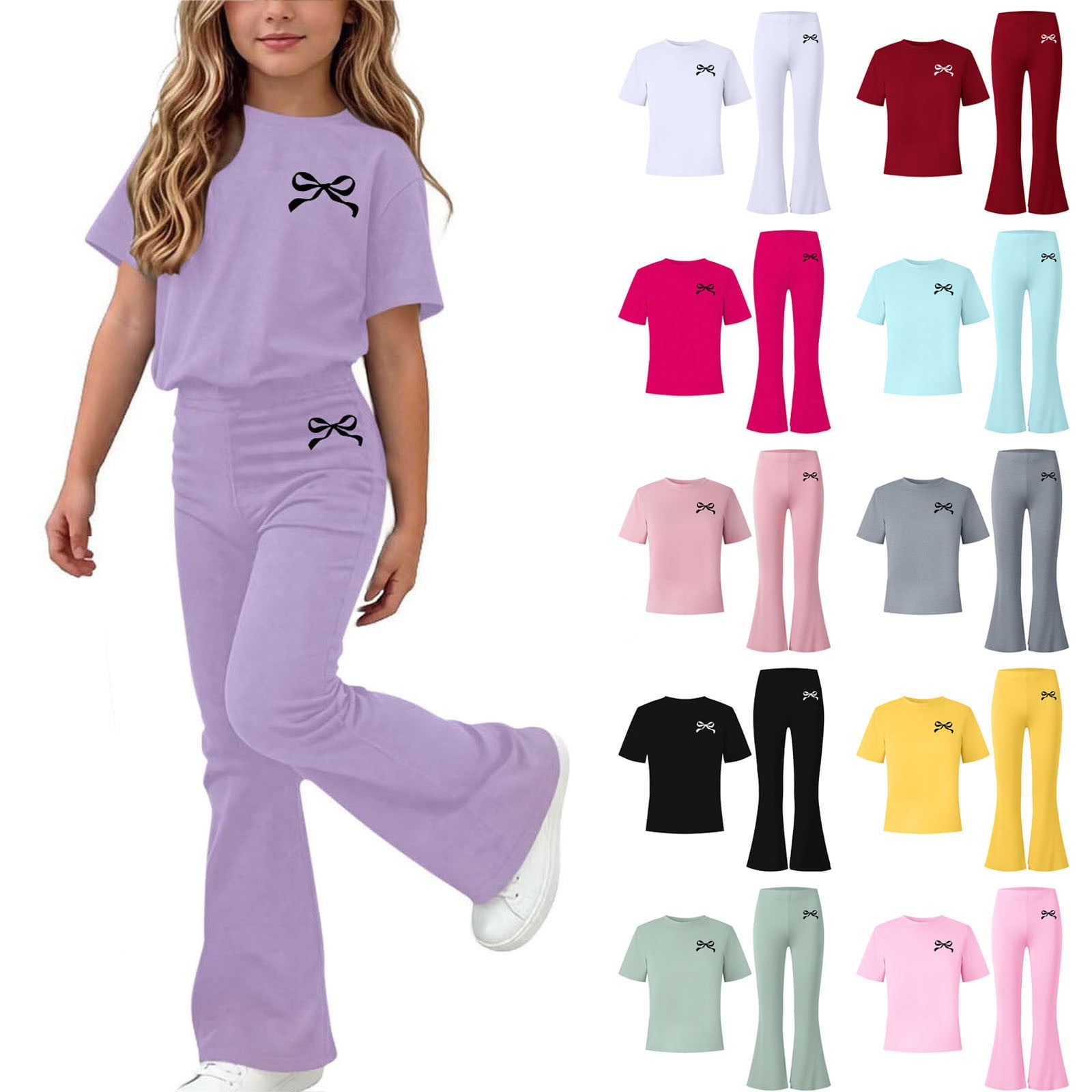 akafmk Fashion Girls Summer Outfits Round Neck Short Sleeve Tshirts ...