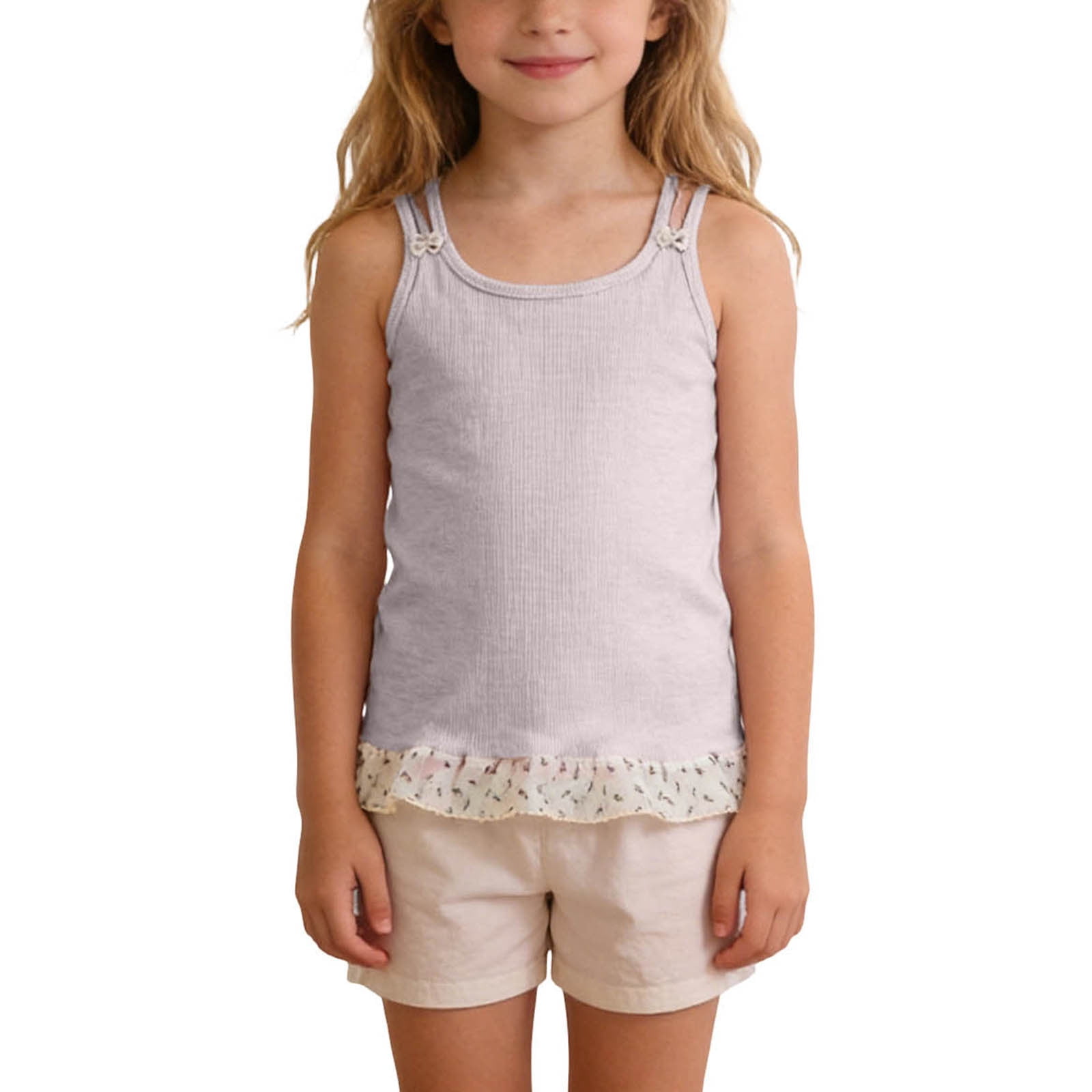 akafmk Girls Cotton Camisoles Double Strap Mesh Sleeveless Inner Wear ...