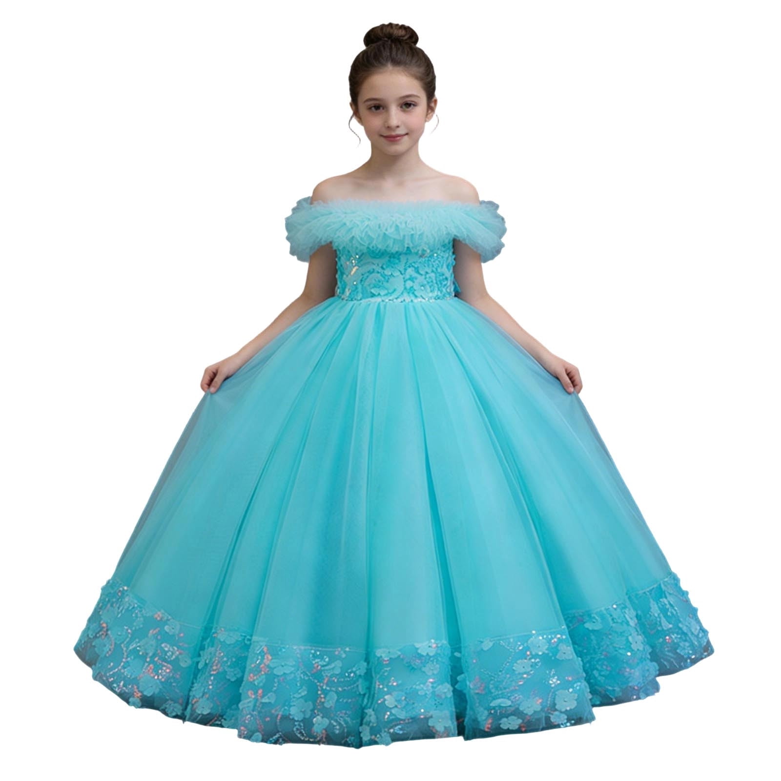 akafmk Girls Formal Dresses Off Shoulder Tulles Ball Gown Elegant ...
