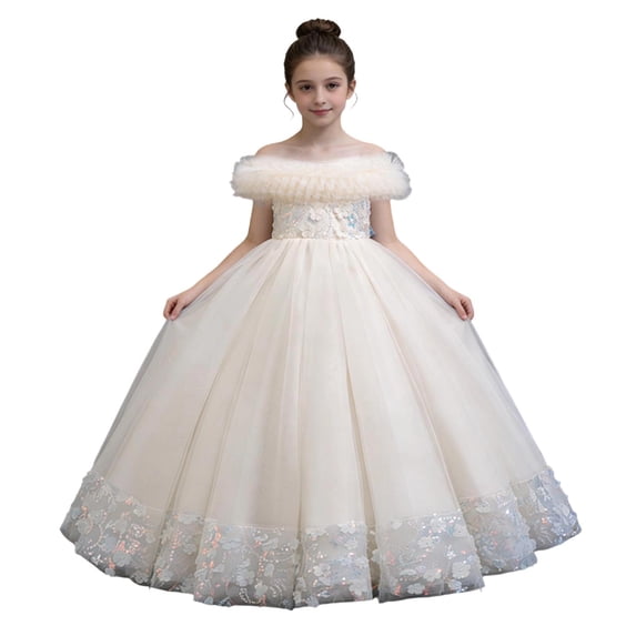 akafmk Girls Formal Dresses Off Shoulder Tulles Ball Gown Elegant ...