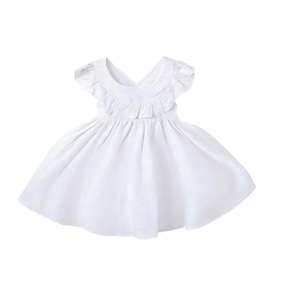 akafmk Girls Ruffle Mini Dresses Sleeveless Crew Neck A-Line Cute ...