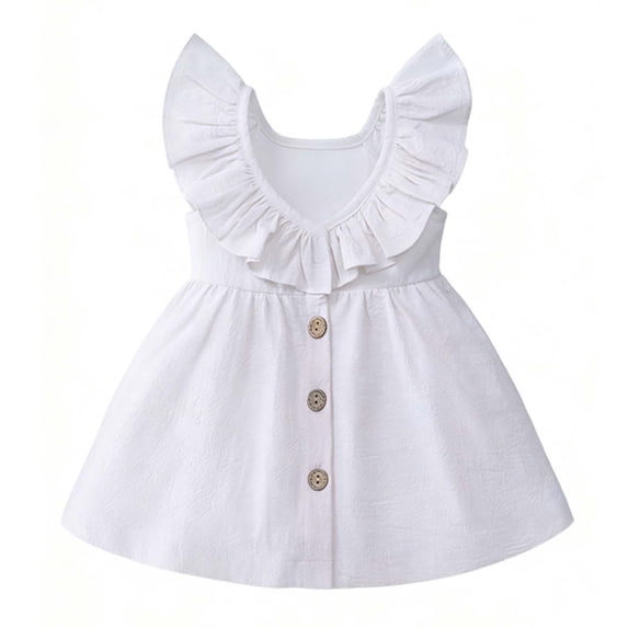 akafmk Girls Ruffle Tank Dresses Button Down Crew Neck Loose Summer ...