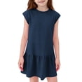 akafmk Girls Short Sleeve Dresses Ruffle Round Neck Loose Daily Casual ...