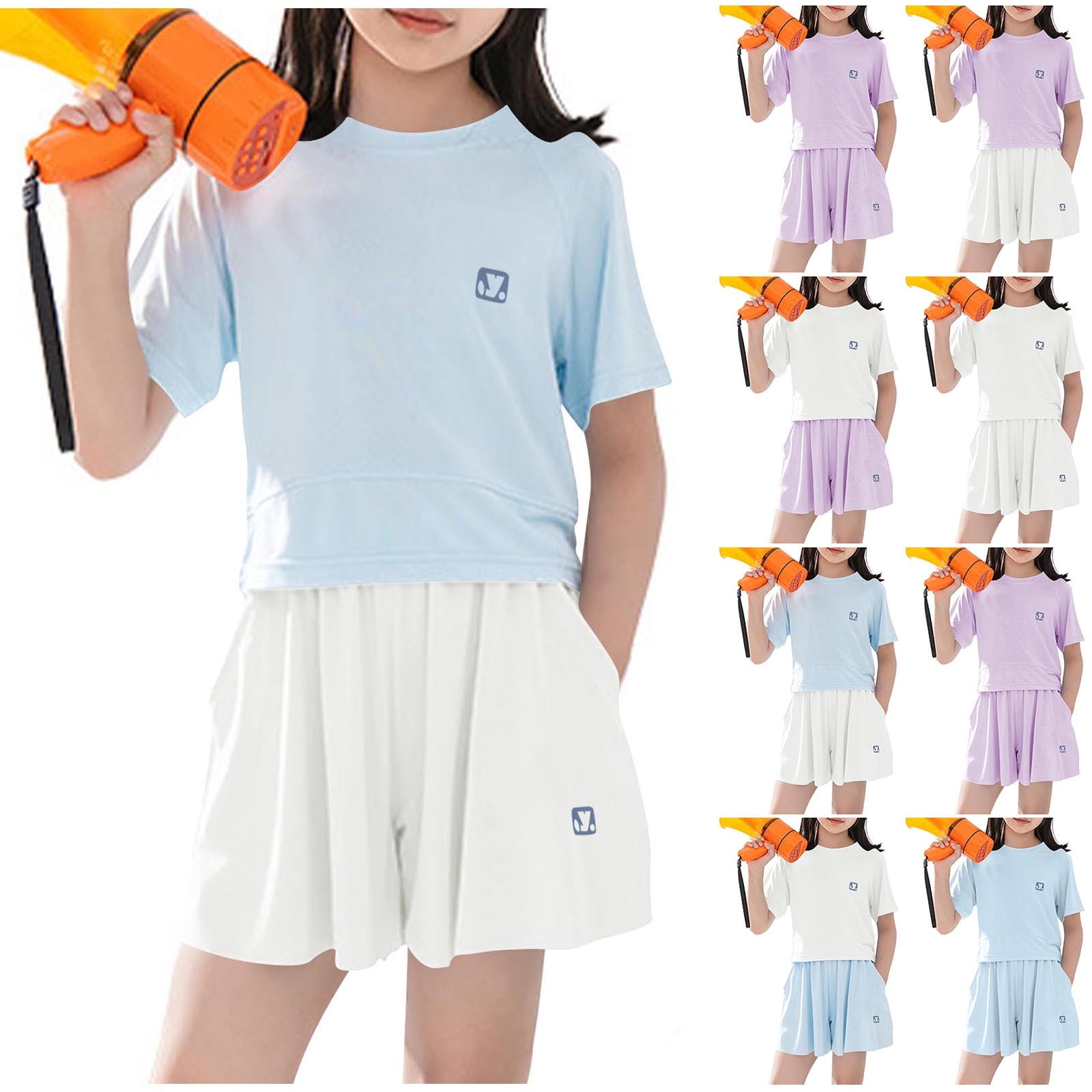 akafmk Girls Summer Outfit Sets 2-Piece Short Sleeve Tops and Skort ...