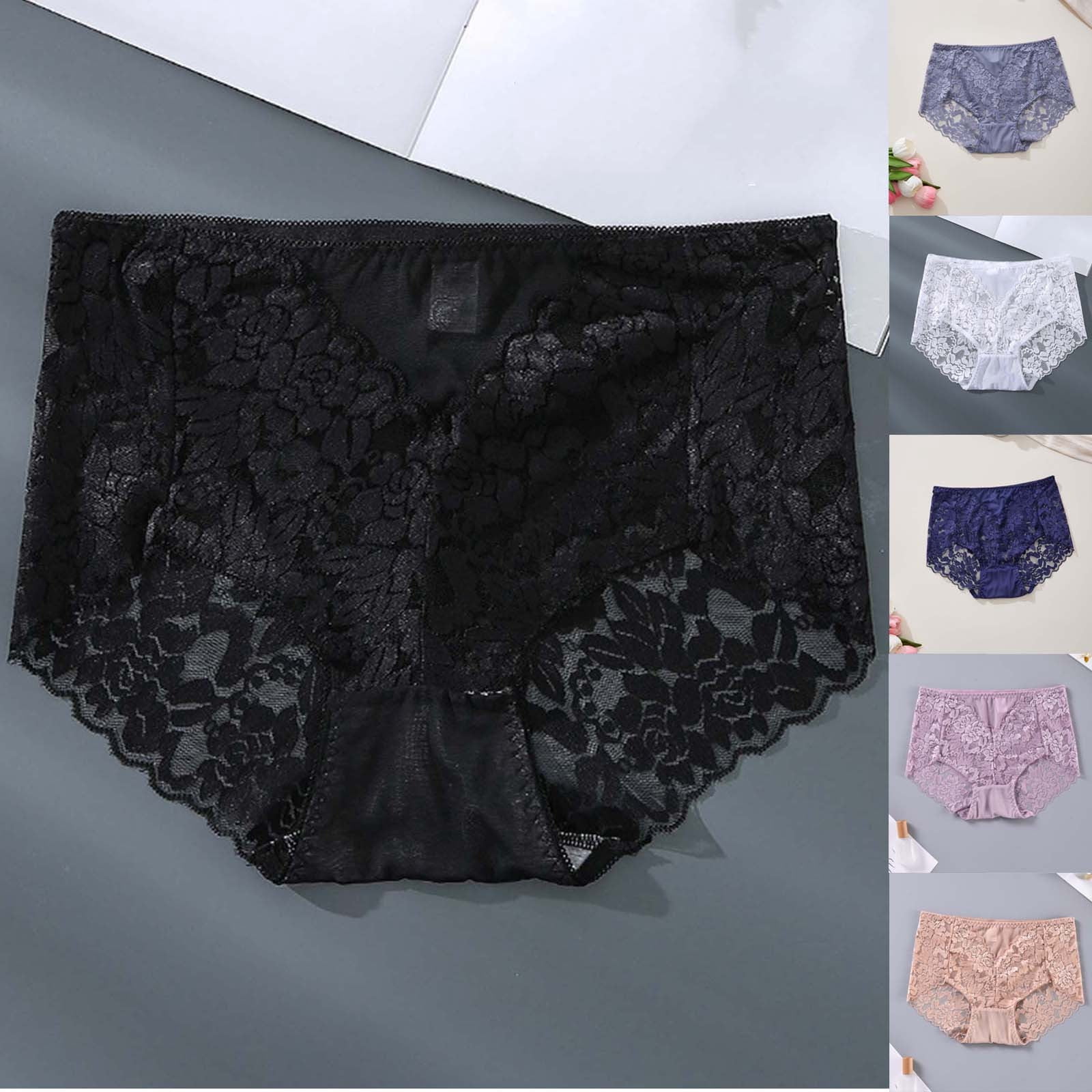 akafmk Ladies Lace Bikini Panties Plus Size No Show Briefs for Women ...