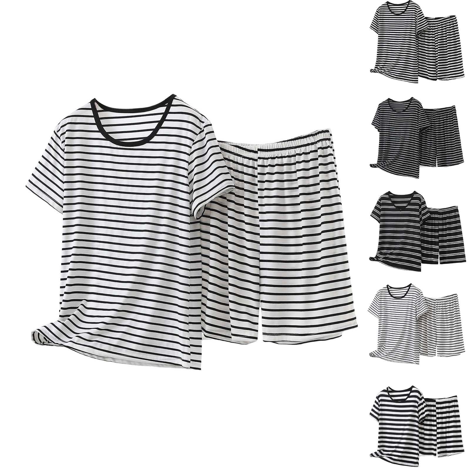 akafmk Plus Size Loungewear Sets for Women 2 Piece Crewneck Short ...