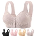 akafmk Plus Size Womens Front Closure Bras Lace Wireless Slim ...
