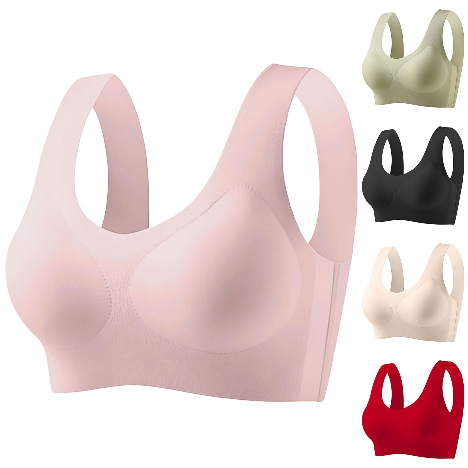 akafmk Plus Size Womens Seamless Push Up Bras Wireless Full Coverages ...