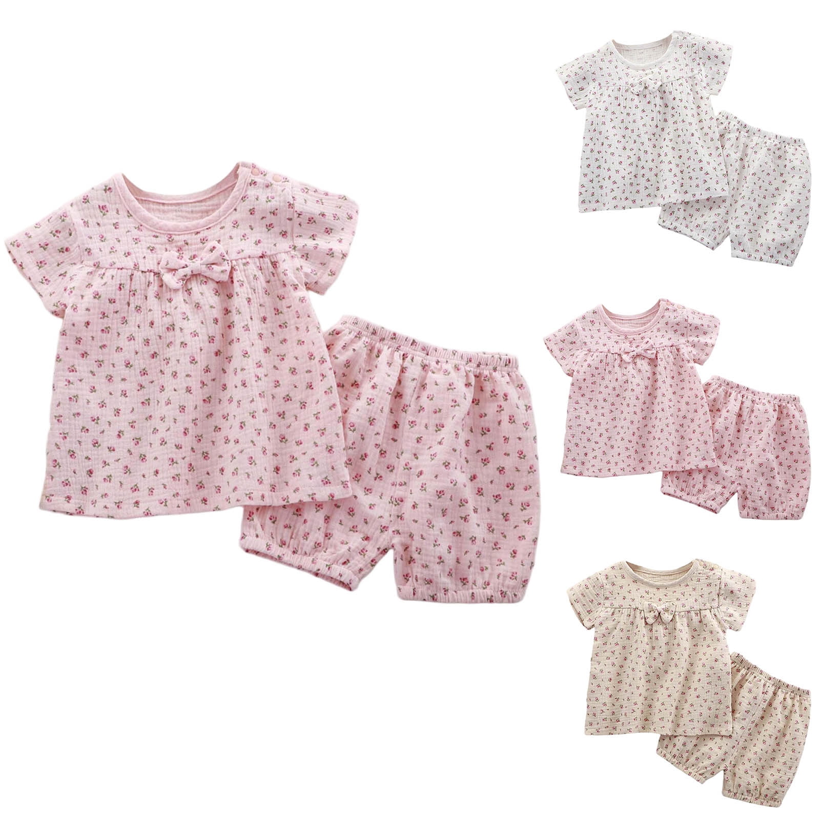 akafmk Toddler Girls Fashion Outfits 2 Piece Floral Print Bow Cottons ...
