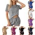akafmk Womens 2 Piece Pajamas Set Summer Outfit Short Sleeve Tshirts ...