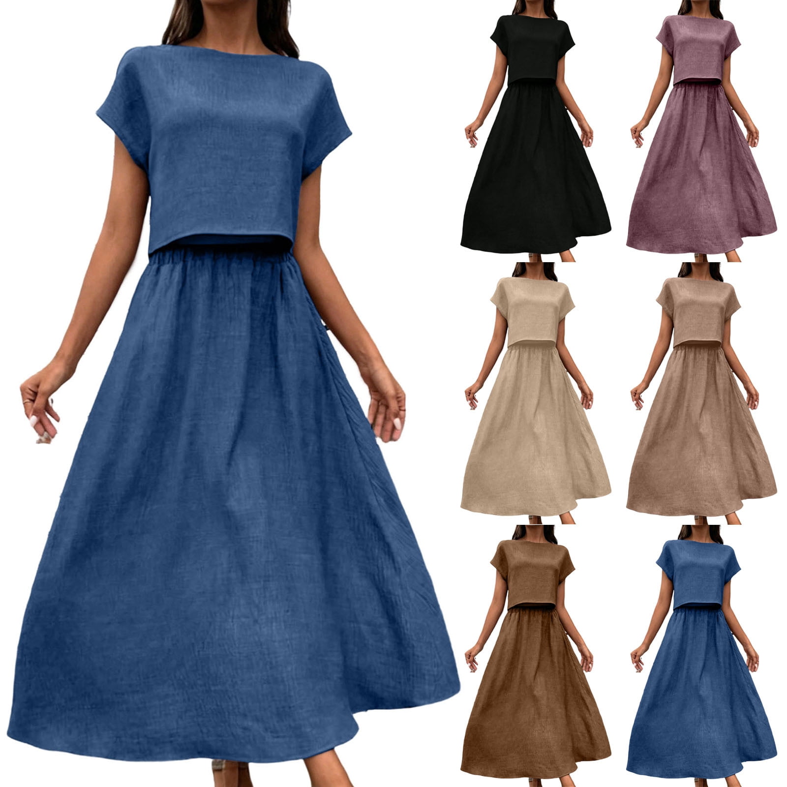 akafmk Womens 2 Piece Skirt Sets Fashions Short Sleeve Crewneck Top and ...