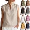 akafmk Womens Casual Sleeveless Shirts V Neck Blouses Solid Color ...