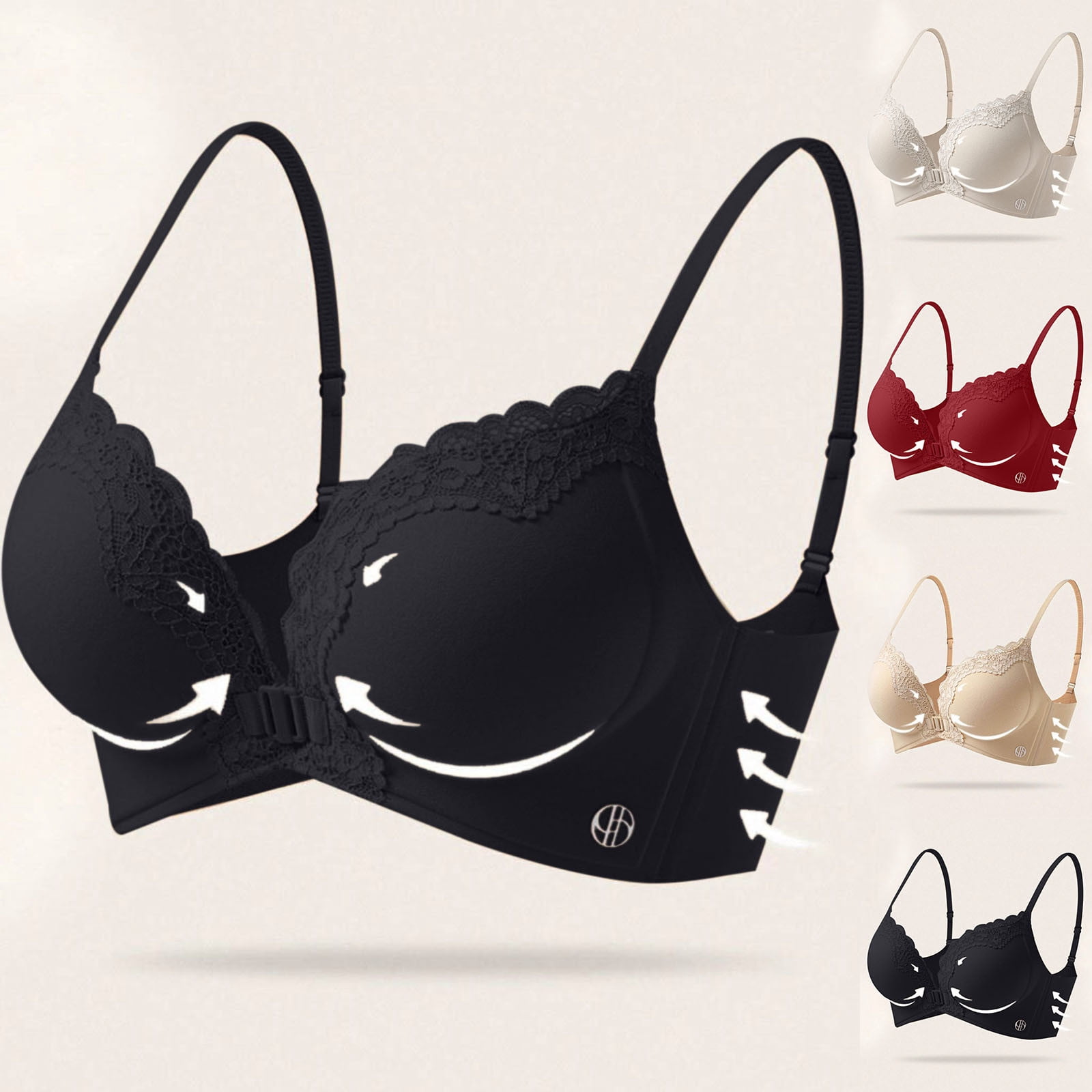 akafmk Womens High Support Bras Front Closure Austable Spaghetti Straps ...