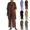 akafmk Womens Linen 3-Piece Outfits Long Cardigan Spaghetti Strap Tank ...