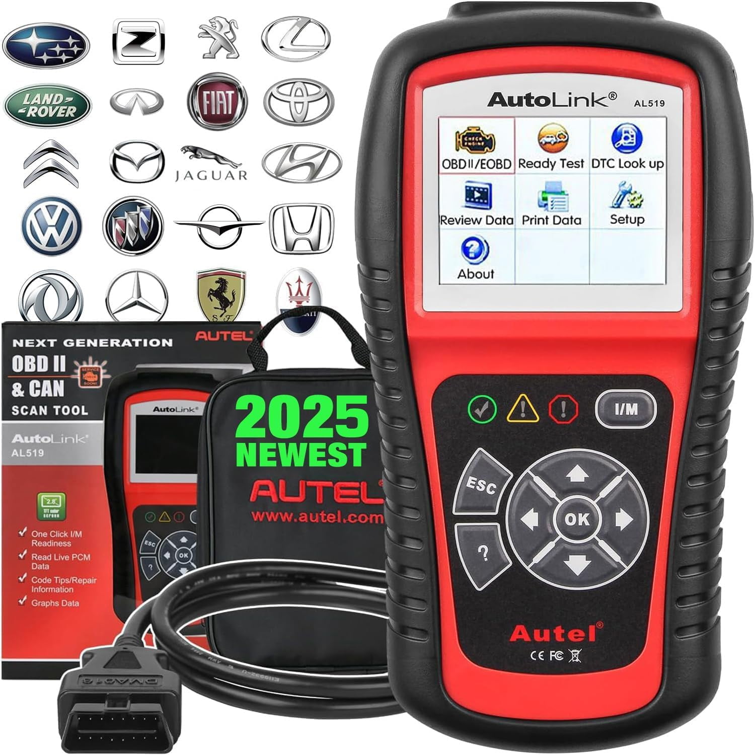 **al519 obd2 scanner, 2025 newer professional mechanic obdii & can car diagnostic code reader ...