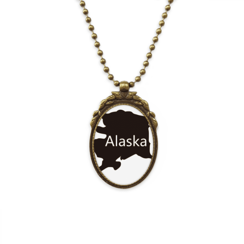 alaska usa map stars stripes flag antique necklace vintage bead pendant keychain - Walmart.com