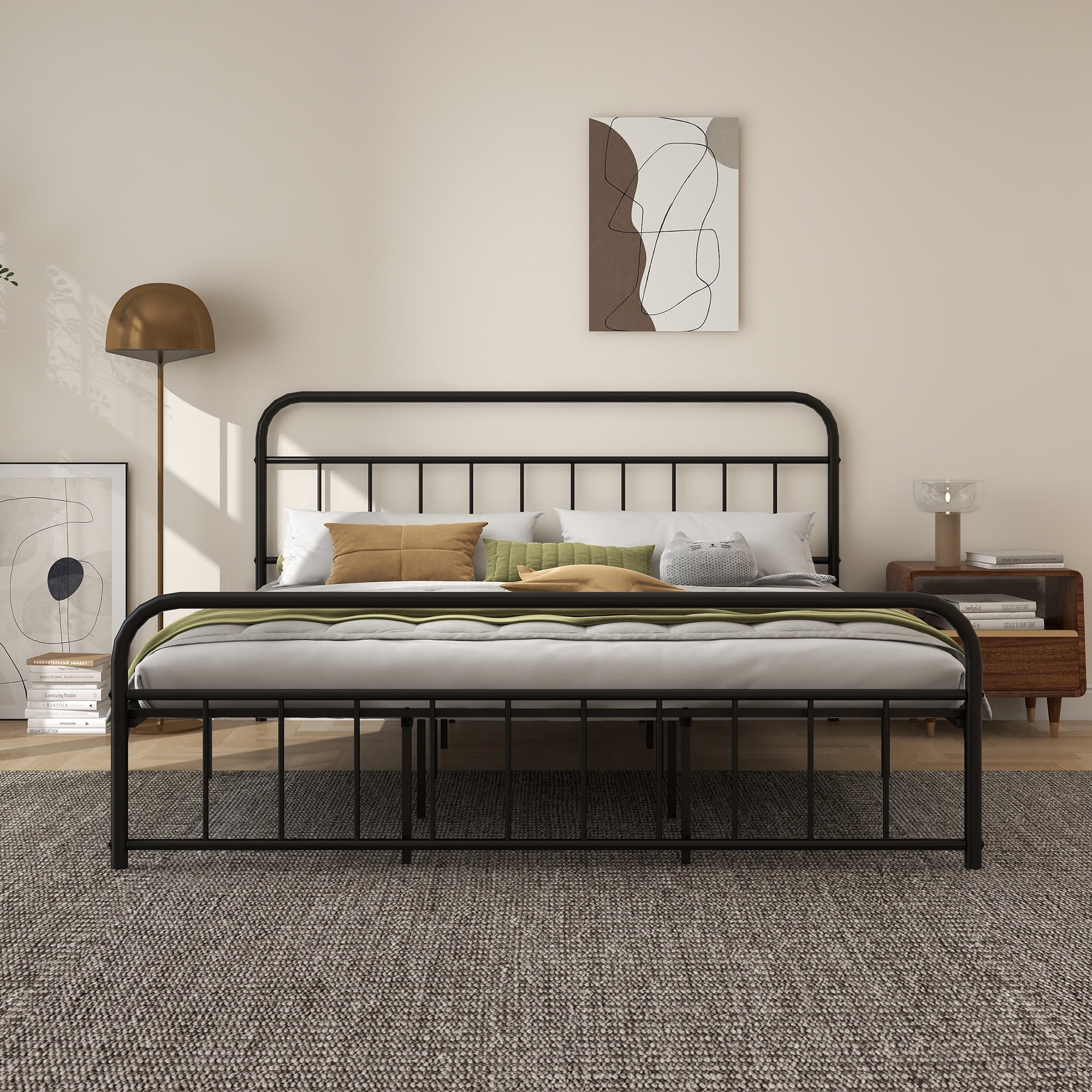 alazyhome Classic Metal King Size Platform Bed Frame, Black - Walmart.com