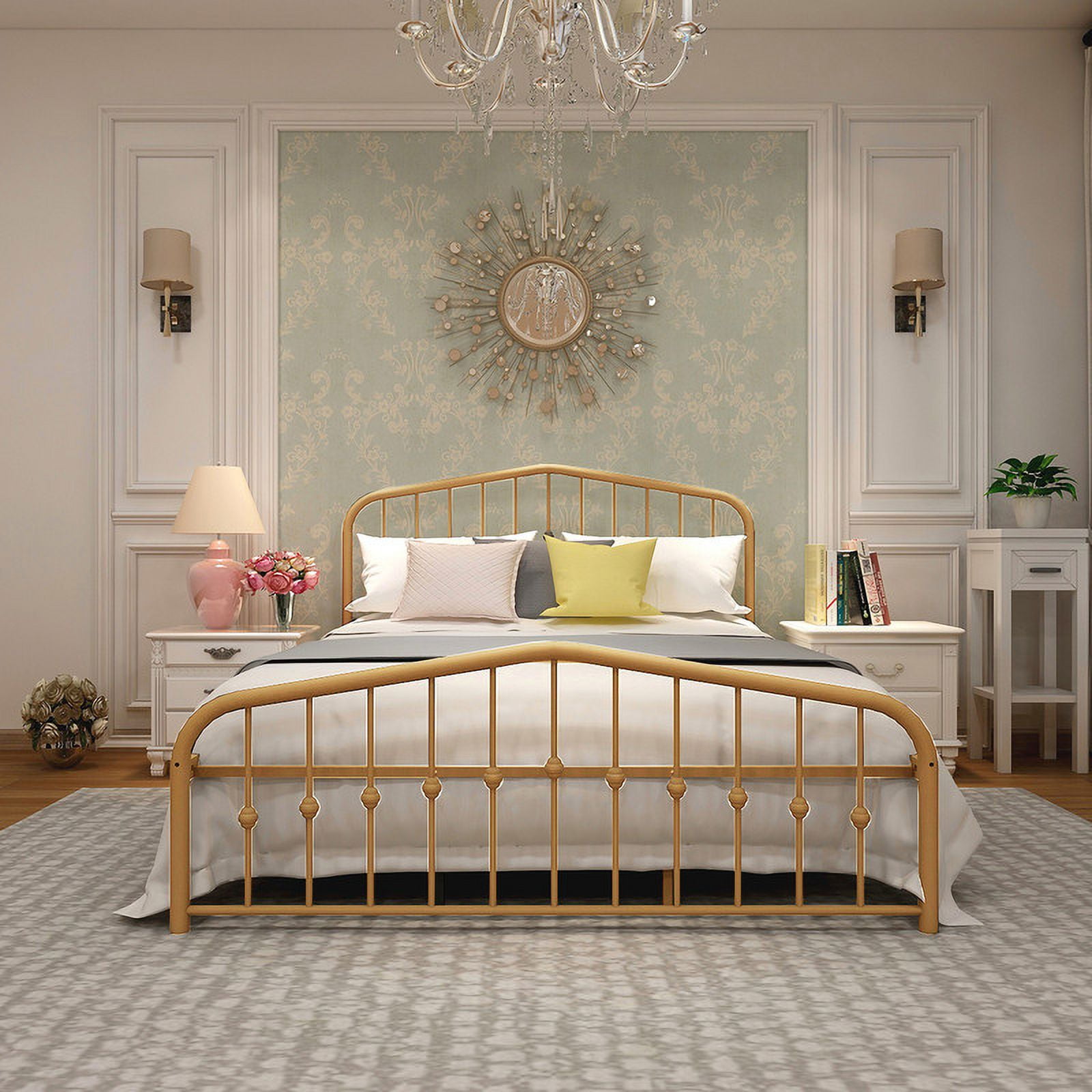 alazyhome Gold Platform Metal Bed Frame, Suitable All Ages, Queen ...