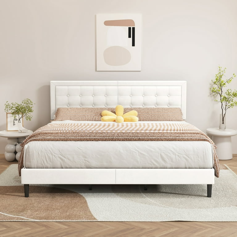 White linen king bed store