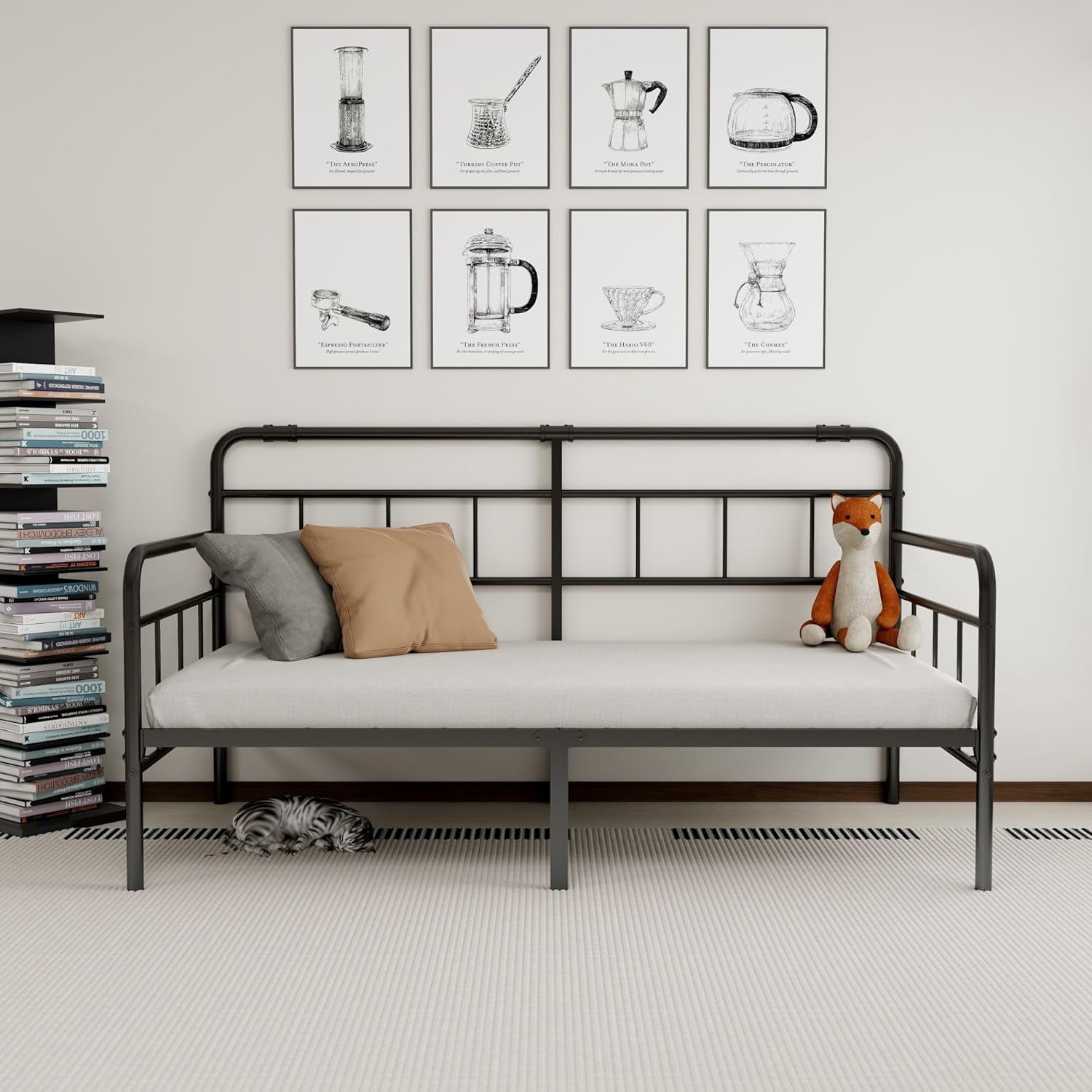 alazyhome Metal Daybed Twin Size Bed Frame Steel Slats Support, Black ...